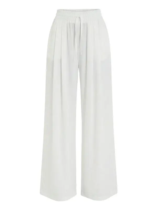 ELISE SEREN Silk Drawcord Pant - White