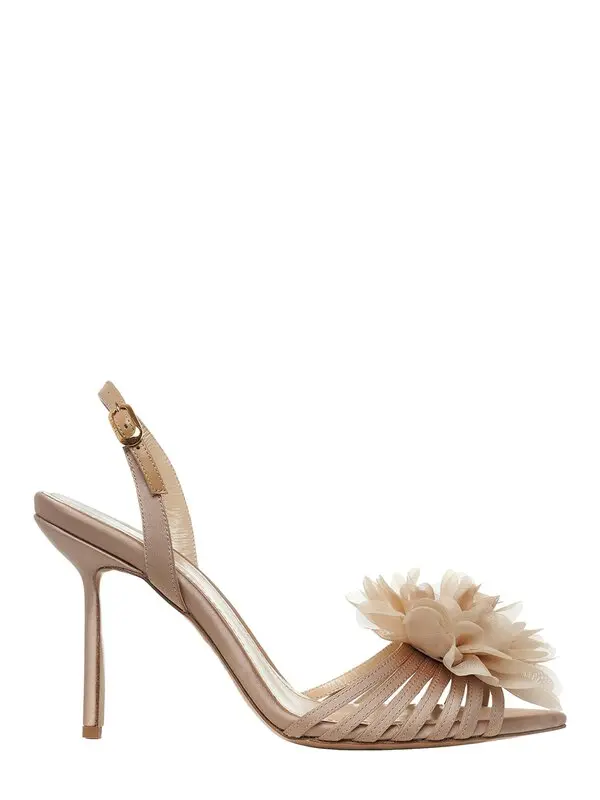 GINISSIMA Julia Gold Floral Stiletto Sandals - Yellow