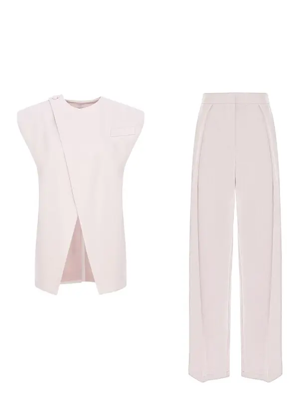 BLUZAT Set With Vest And Pleated Trousers - Grey