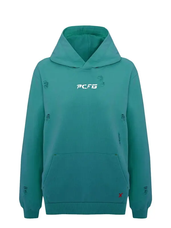 PCFG Destroyed Hoodie Aventurine - Green/blue