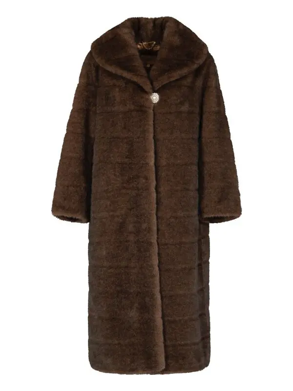 SANTINNI Hollywood Full-length Faux Fur Coat - Brown