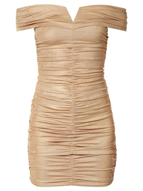 AGGI BY HALEWSKI Alexa Mini Draped Dress - Gold