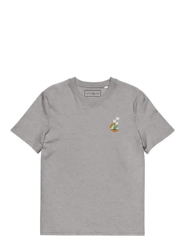 ANCHOR & CREW Heather Tulip Garden Dystopia Embroidered T-shirt - Grey