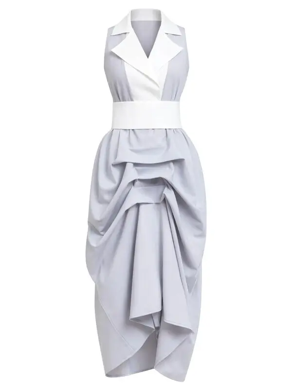 drop waist white dress with sleeves Wynn Drop Waist Linen Dress | Button-Up Long Sleeve main image 0