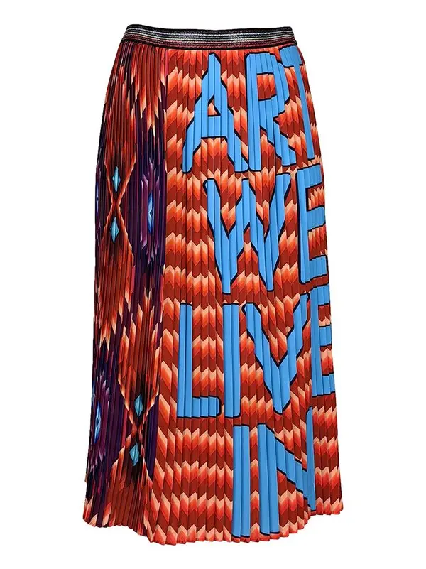LALIPOP DESIGN Geometric Print Pleated Midi Skirt - Blue