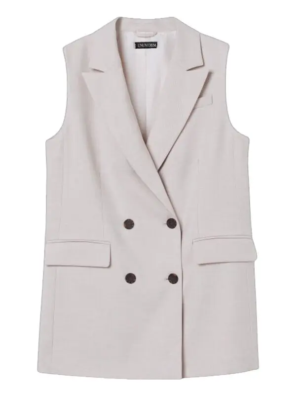 UNUM DIEM Tailored Double-breasted Waistcoat - Green