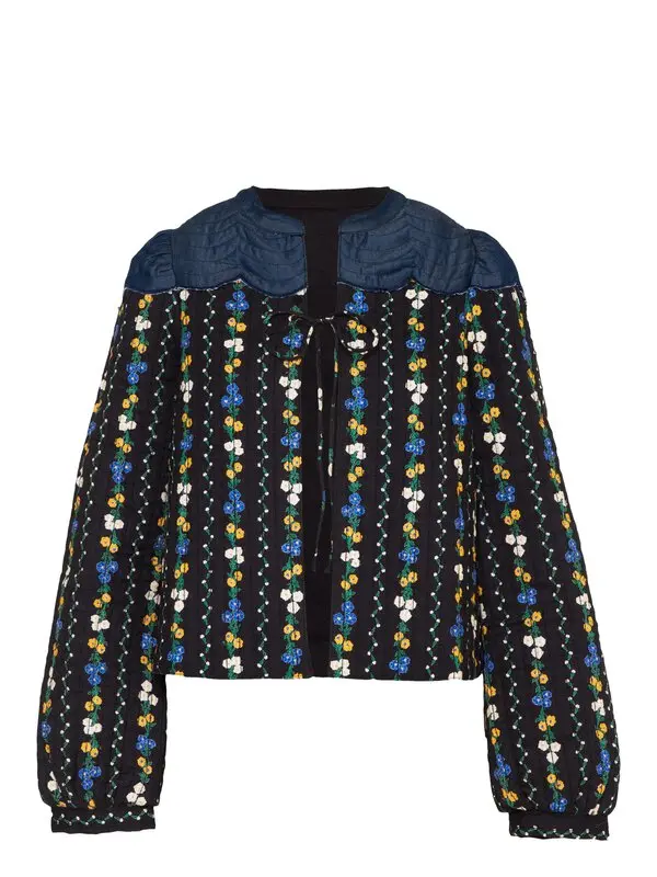 ROSE & NANCY Kiri Floral Printed Scalloped Jacket - Black