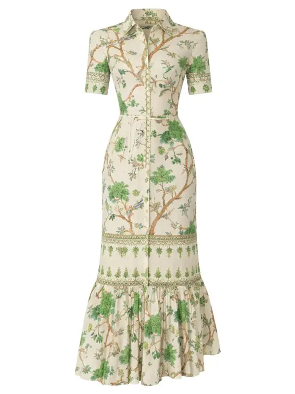 RAISHMA Miranda Printed Midi Dress - Green