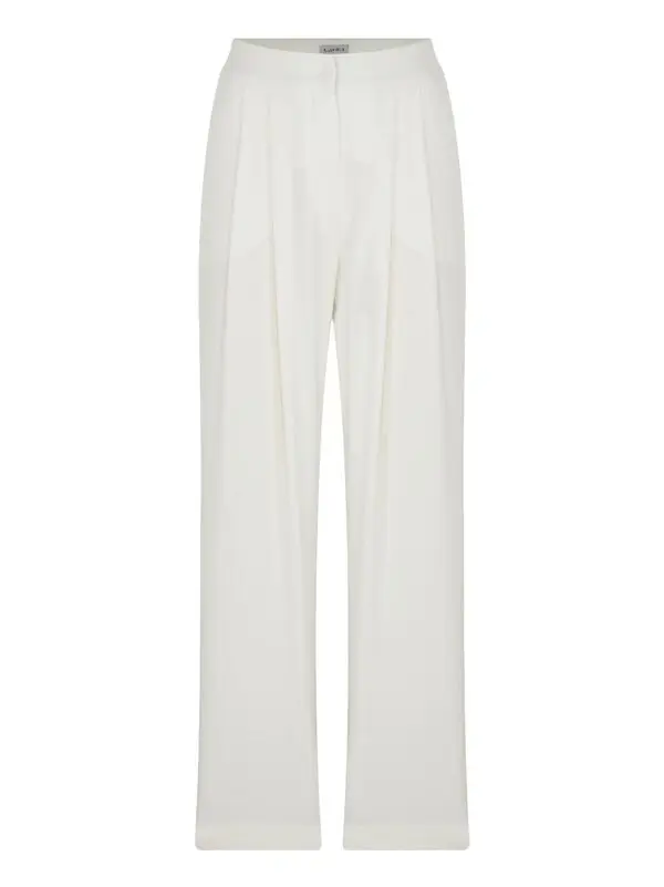 NAZLI CEREN Tina Crepe Trousers - White