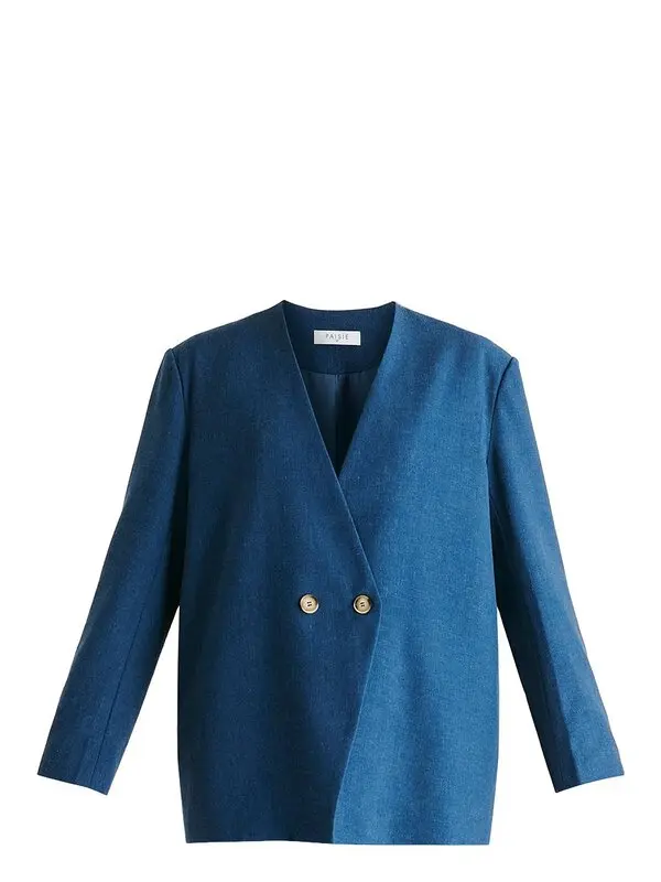 PAISIE Drop Shoulder Double Breasted Blazer - Blue