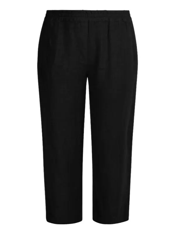 Haris Cotton Solid Wide Leg Linen Pants - Black