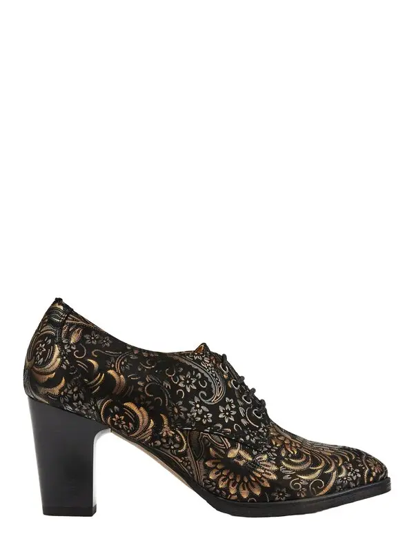 EMBASSY LONDON USA Feather Imprinted Heels - Gold/black