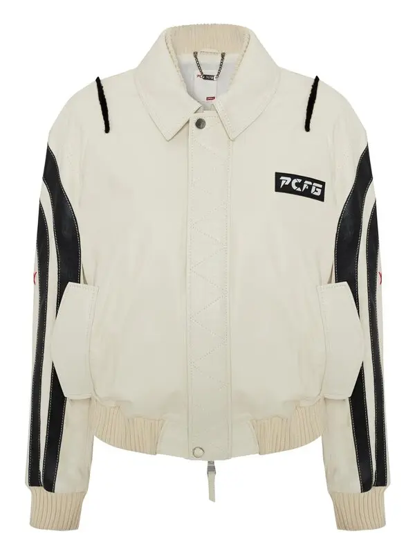 PCFG Biker Leather Jacket - Black/white
