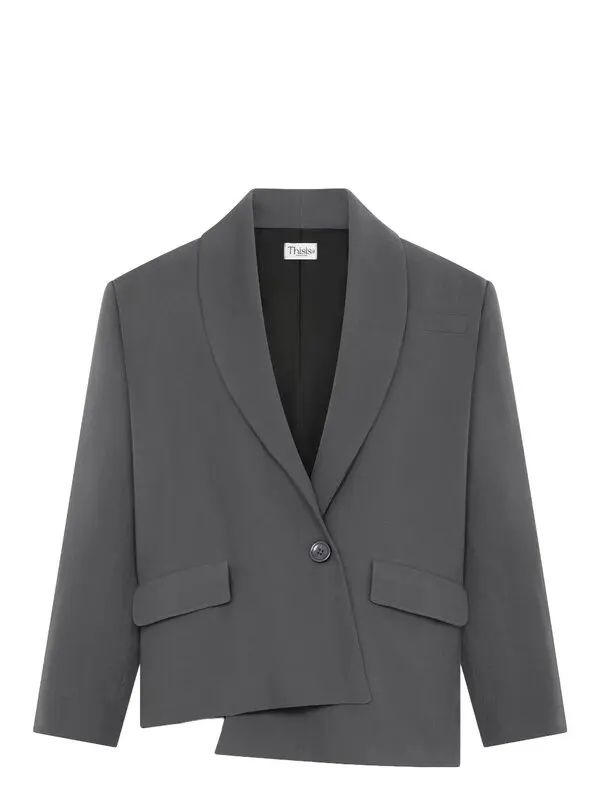 THISISU COLLECTION Arya Asymmetric Hem Jacket - Grey