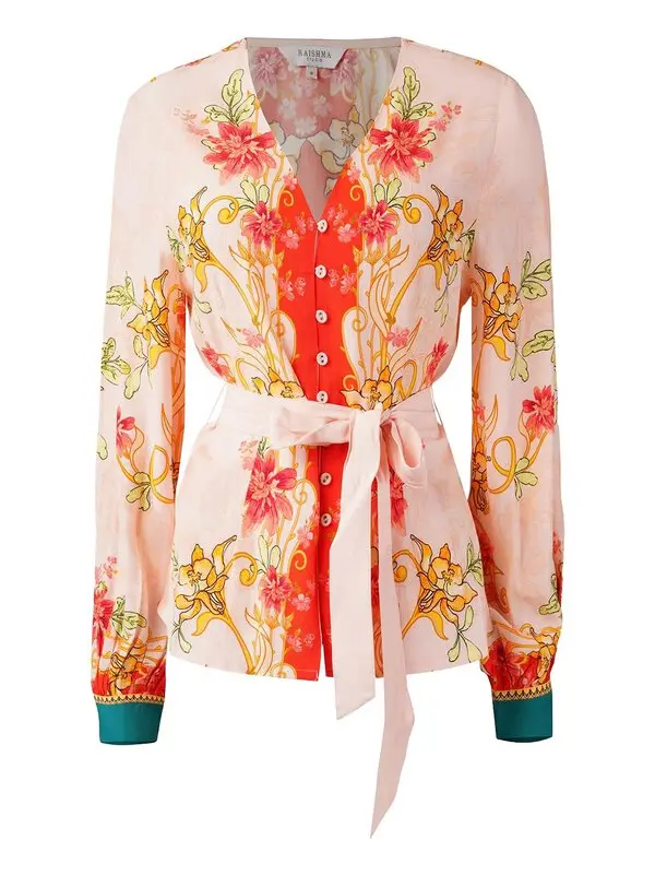 RAISHMA Candy Floral Print Blouse - Pink/red