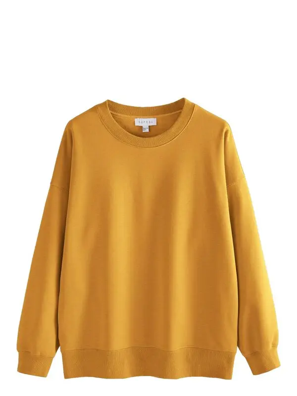 SUPESU Cubby Oversized Crewneck Sweater - Yellow