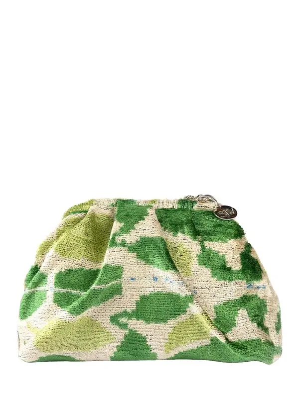 SJW BAGS LONDON Victoria Ikat Mini Pouch - Green/white
