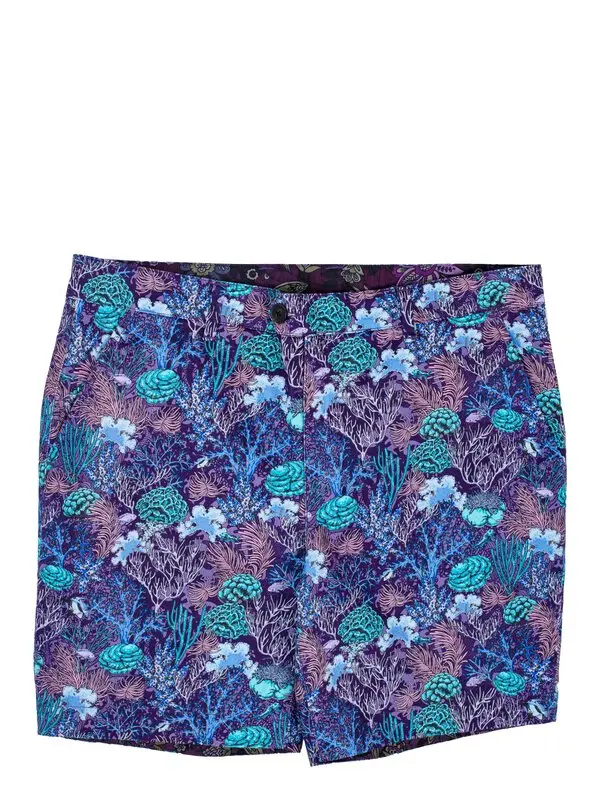 LORDS OF HARLECH Printed Flat Front Shorts - Purple/green/blue
