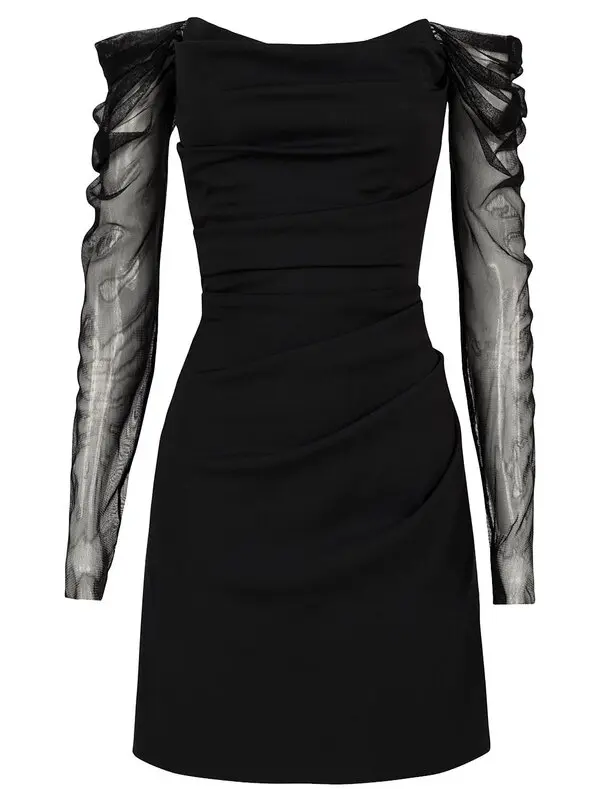 ALINA CERNATESCU Umbra Off-shoulder Wool Mini Dress - Black