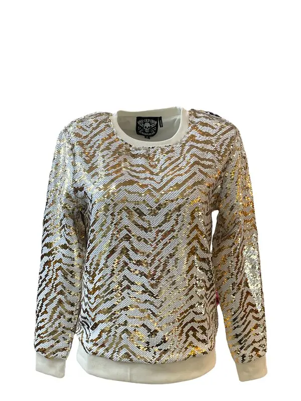 ANY OLD IRON Reversible Sequin Sweatshirt - Gold/white