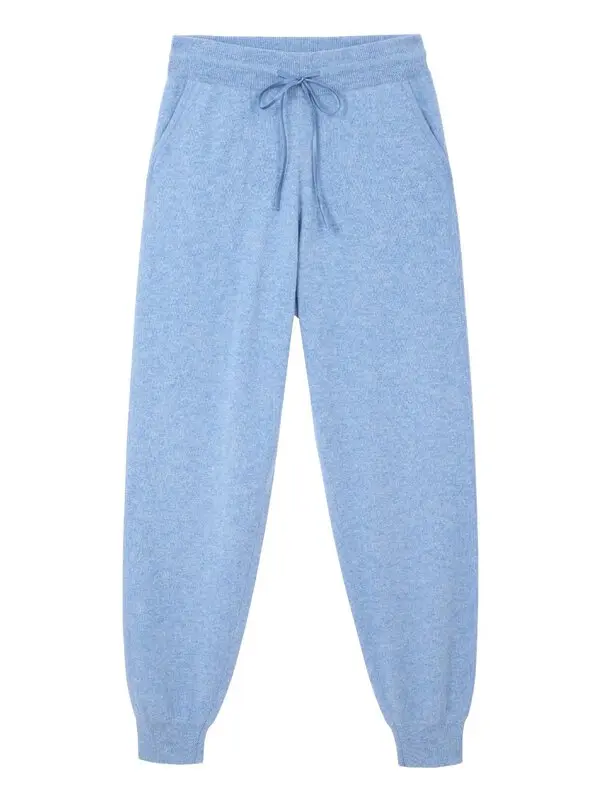 MAMU DREAM Cashmere Cuffed Ankle Joggers - Blue