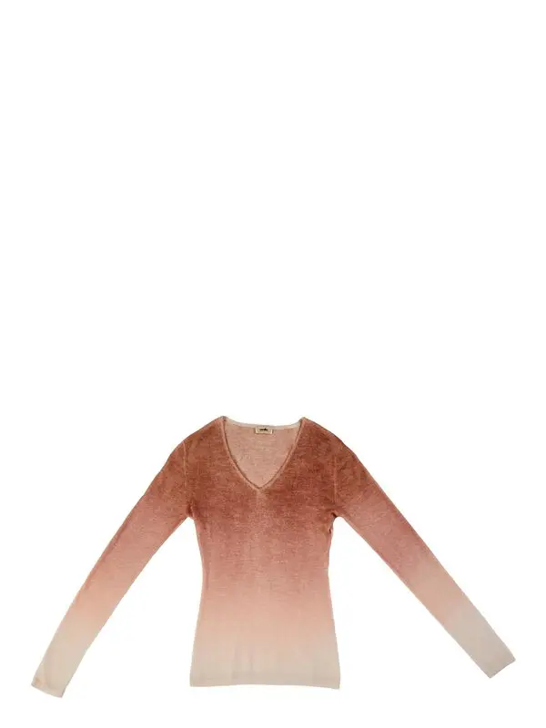 VANILLA&CHOCOLATE V Neck Cashmere Sweater - Pink
