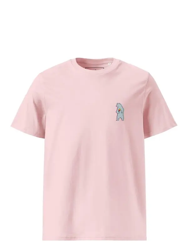 ANCHOR & CREW Cotton Polar Bear Day Out In The Wild Organic Cotton Embroidered T-shirt - Pink