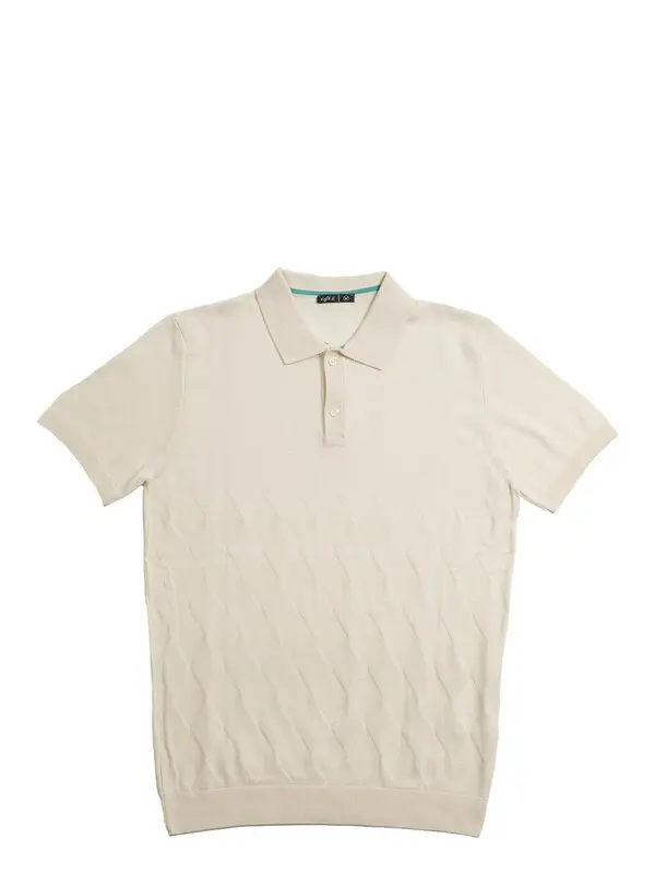EIGHT X Neutrals Argyle Knit Polo - Beige