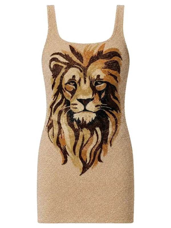 SELF-ADORE Hand-beaded Embellished Mini Dress - Brown