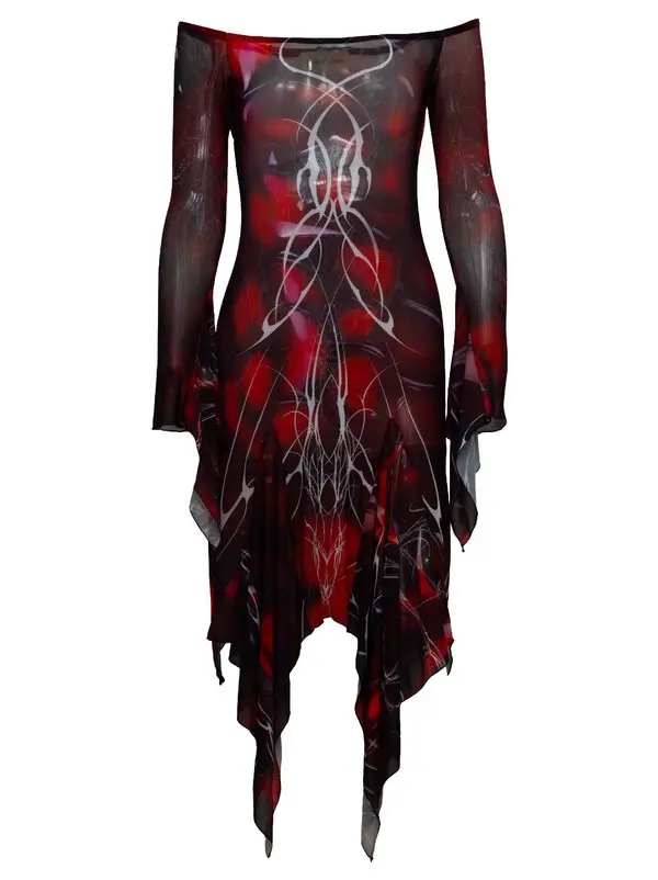 PALOMA LIRA Printed Mesh Dress - Red
