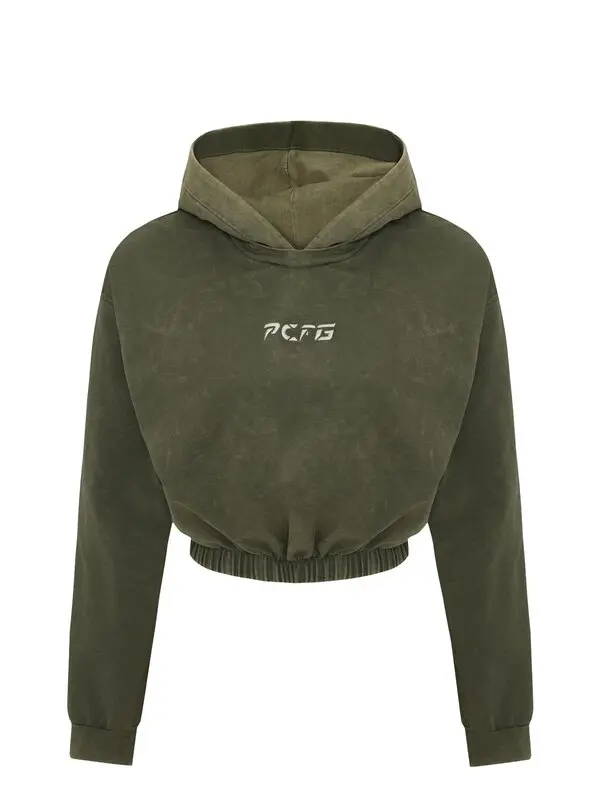 PCFG Acid Washed Crop Hoodie - Green