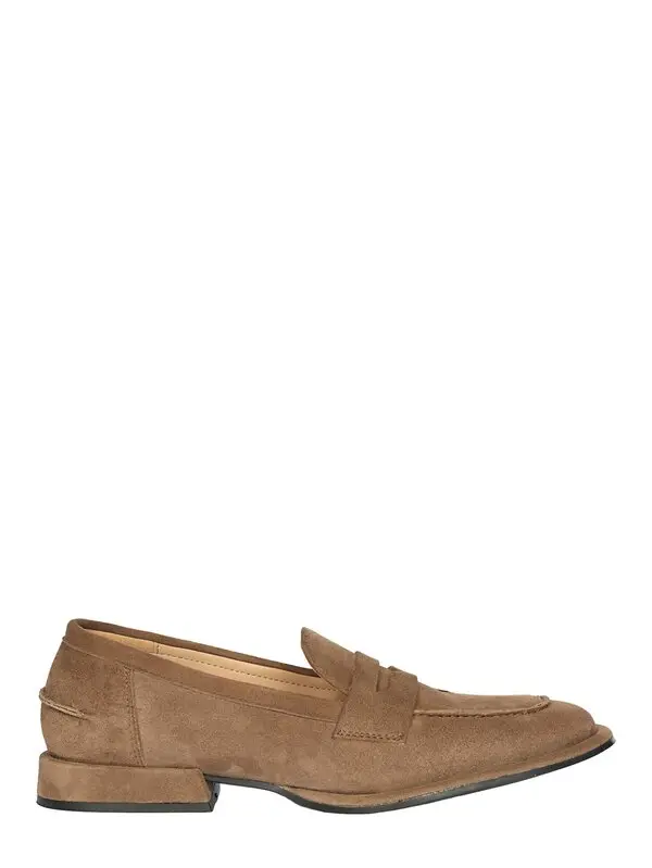 SAINT G Carla Suede Heel Loafers - Gold