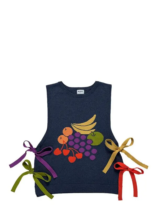 MABLI Fruit Bowl Intarsia Knit Vest - Blue
