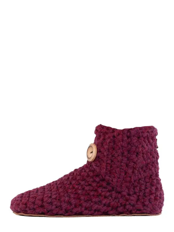KINGDOM OF WOW Hand-crocheted Wool Boot Slippers - Red