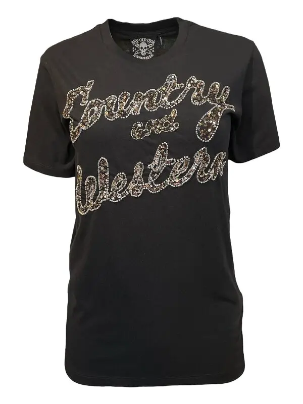 ANY OLD IRON X Vinyl Ranch Embellished T-shirt - Gold/black