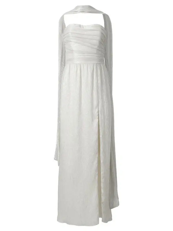 LITA COUTURE Strapless Pearl Tulle Corset Gown - Grey
