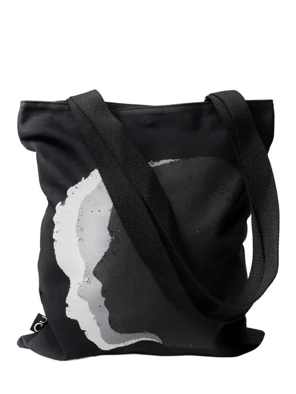 QU Printed Canvas Tote - Black