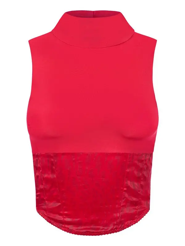 EKCENTRIK Monogrammed Corseted Sleeveless Top - Red