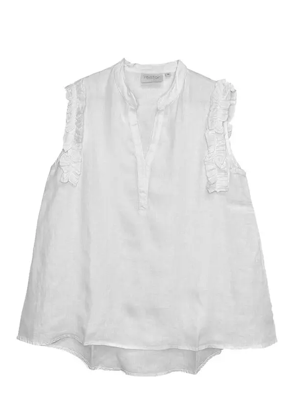 REISTOR Hemp Ruffle Sleeveless Top - White