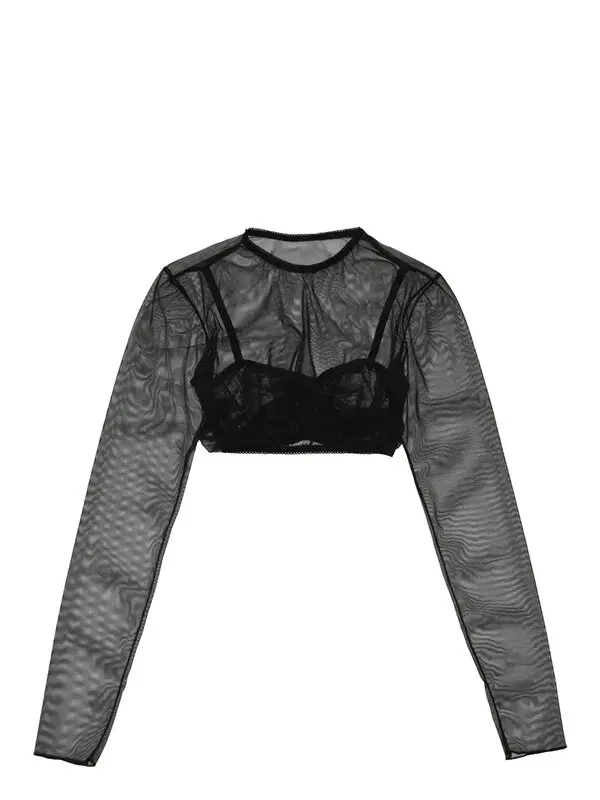 IOANA CIOLACU Double Crop Top - Black