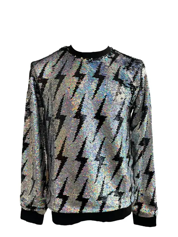 ANY OLD IRON Iridescent Lightning Sequin Sweatshirt - Silver