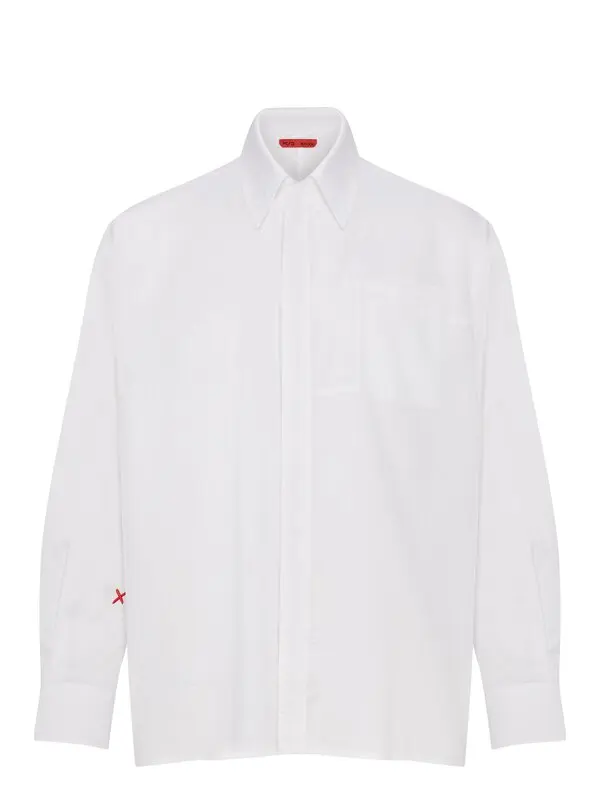 PCFG Pure Cotton Woven Shirt With Zip - White
