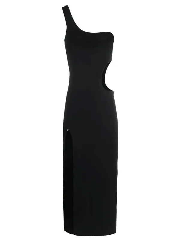 NISSA One-shoulder Cut-out Midi Dress - Black