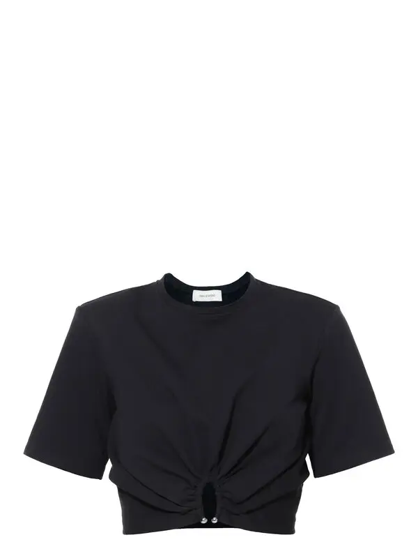 AGGI BY HALEWSKI Krisa Smocked Crop Top - Black