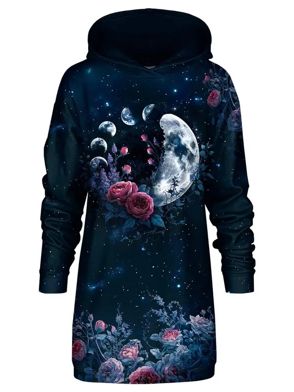 ALOHA FROM DEER Lunar Garden Oversize Hoodie Dress - Black/blue