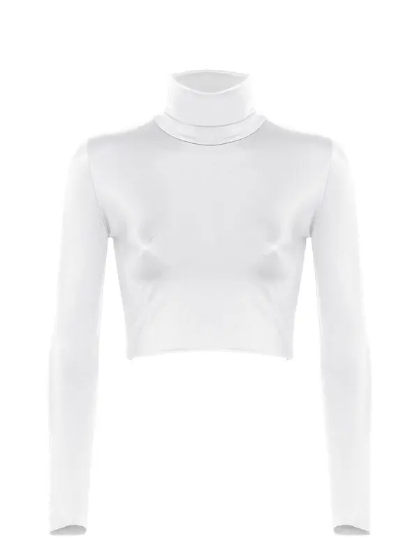 ANTONINIAS Amaze Turtleneck Swimwear Crop Top - White