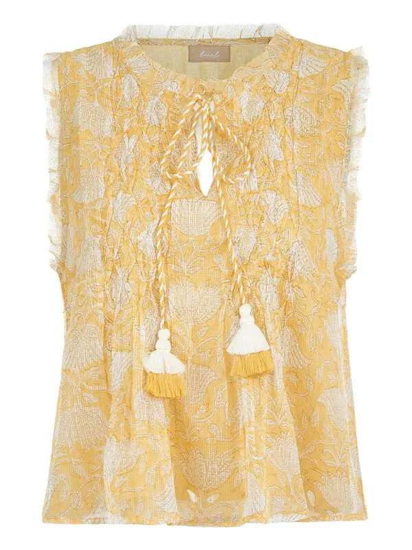 LIMINAL Cotton Kota Doria Lola Blouse - Yellow