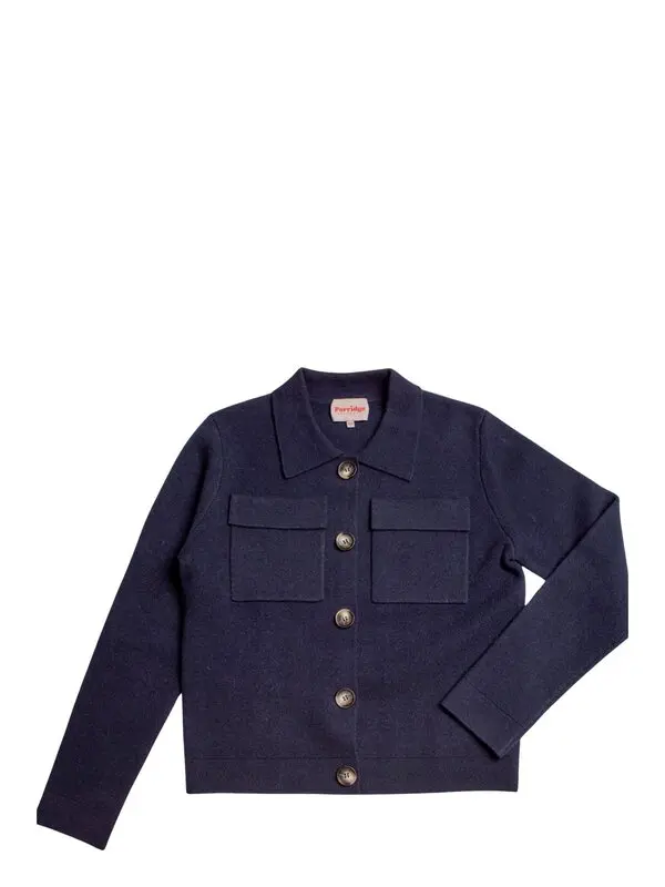 PORRIDGE KNITWEAR Wool Rebecca Jacket - Blue