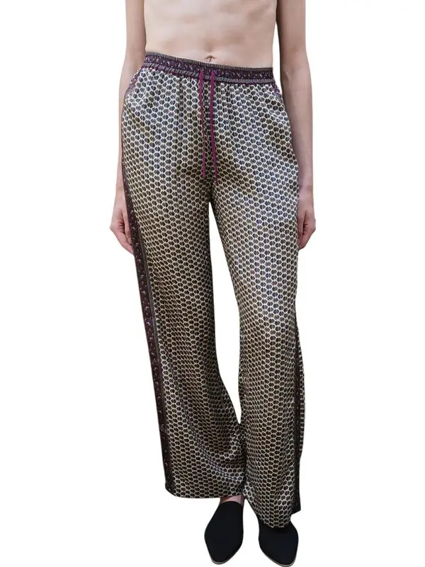 MONZLAPUR NEW YORK Embossed Botanic Crepe Pant - Purple