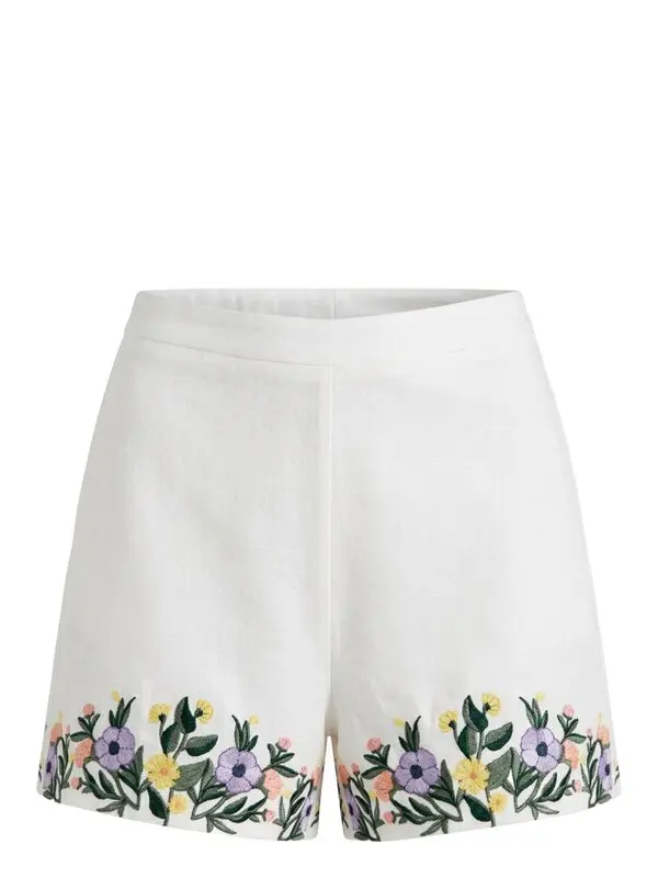 ASHITA FERNANDES Floral Linen Shorts - White